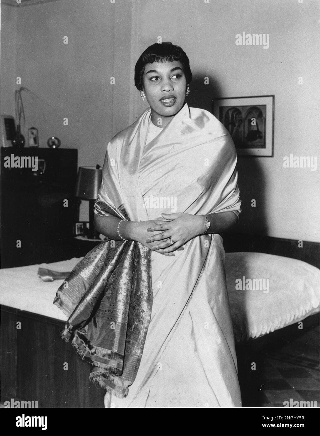 American opera singer Leontyne Price is photographed in a sari in May ...