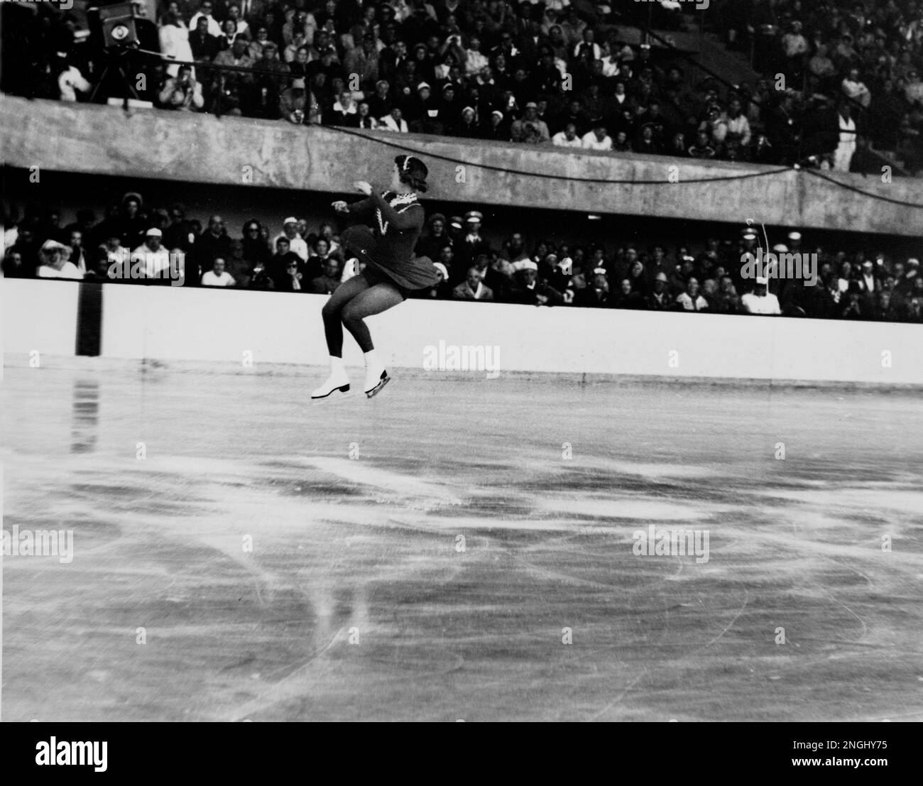 Carol Heiss, U.S.A., is shown in action during the figure skating ...