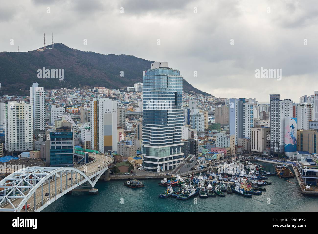 Cityscape of Busan Metropolitan City in South Korea, view from Diamond ...
