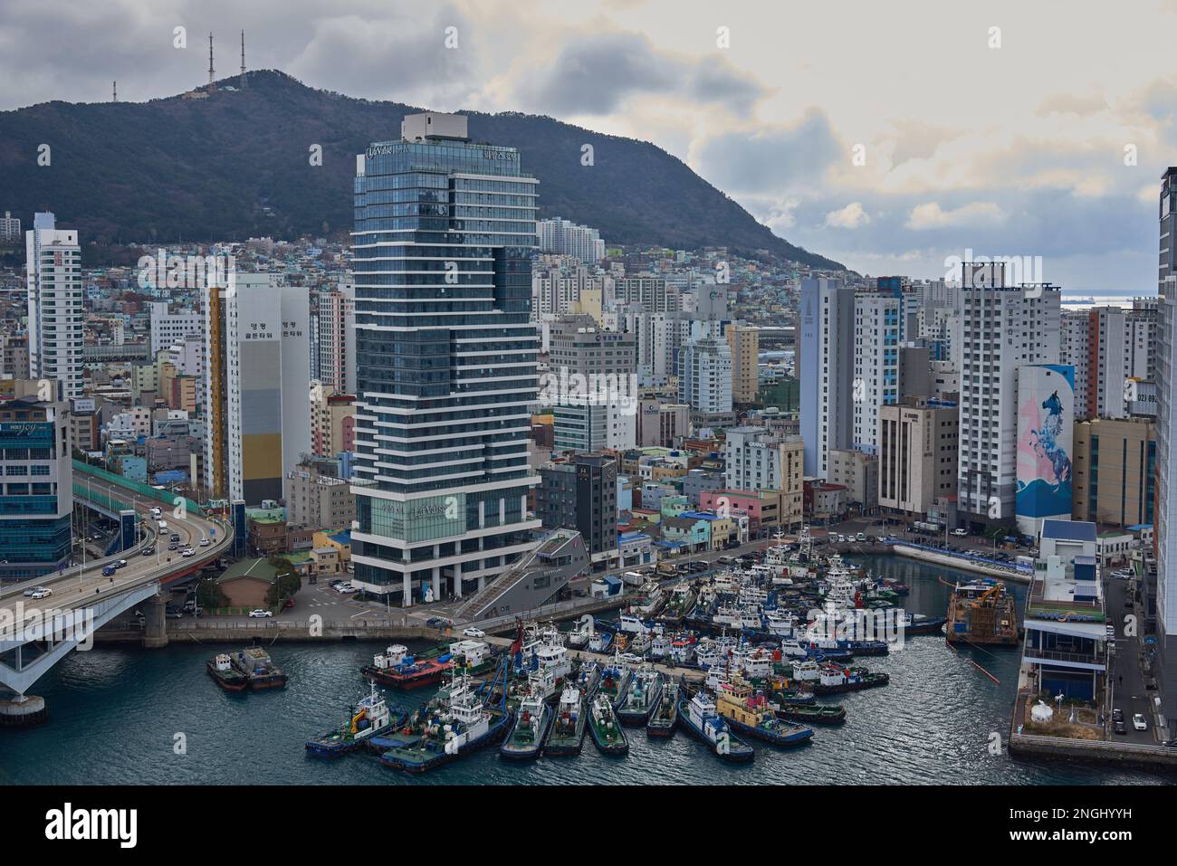 Cityscape of Busan Metropolitan City in South Korea, view from Diamond ...
