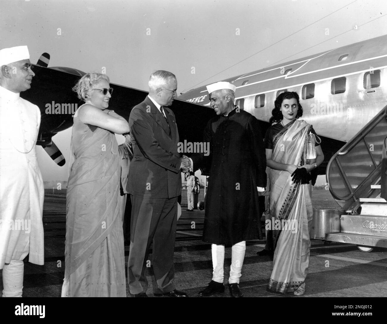 U.S. President Harry Truman shakes hands with Indian Prime Minister ...