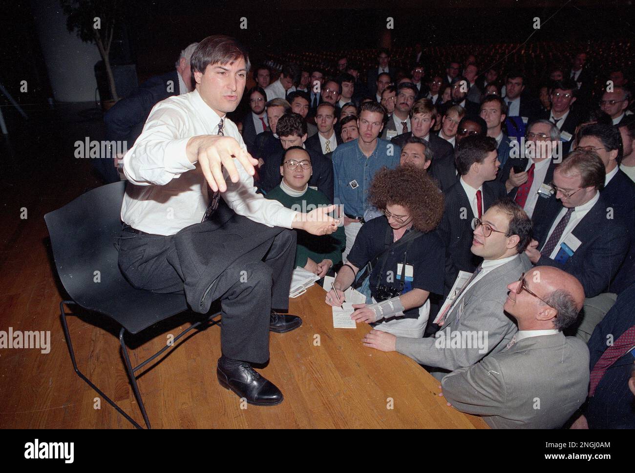 Personal computer pioneer Steve Jobs of NeXT Computer Inc., speaks to ...