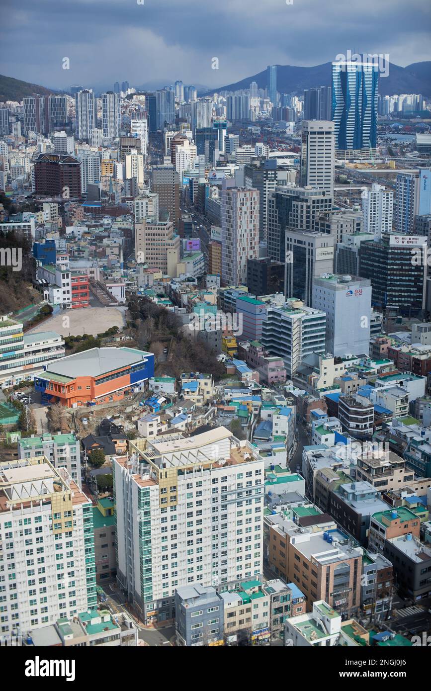 Cityscape of Busan Metropolitan City in South Korea, view from Diamond ...