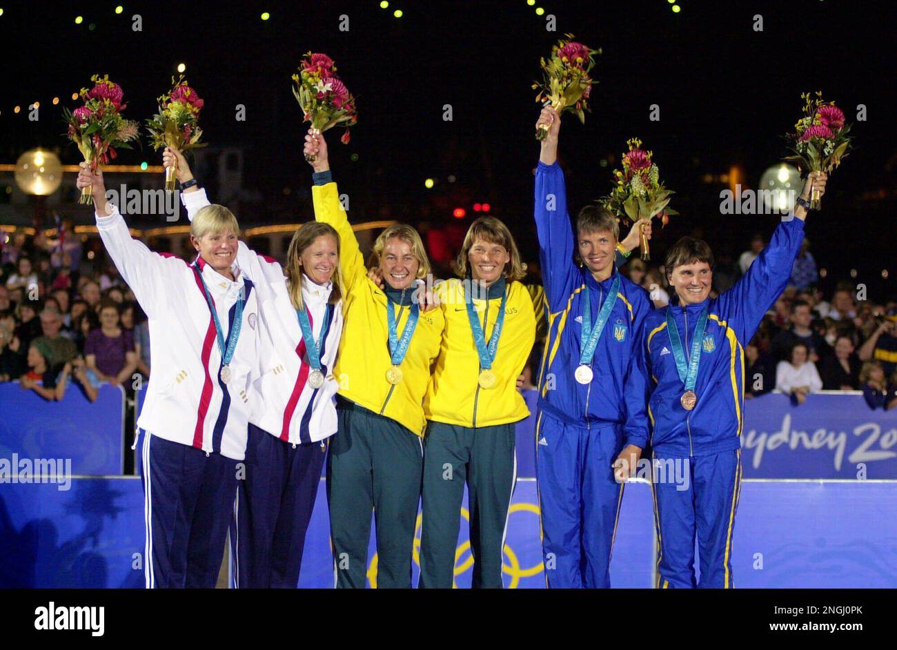 Silver medalists Pease Glaser and J. J. Isler of the United States, at ...