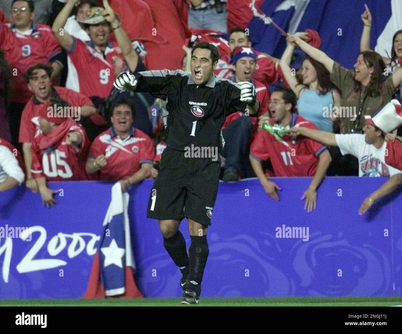 Chile's goalie Nelson Tapia celebrates after Chile defeated the United ...