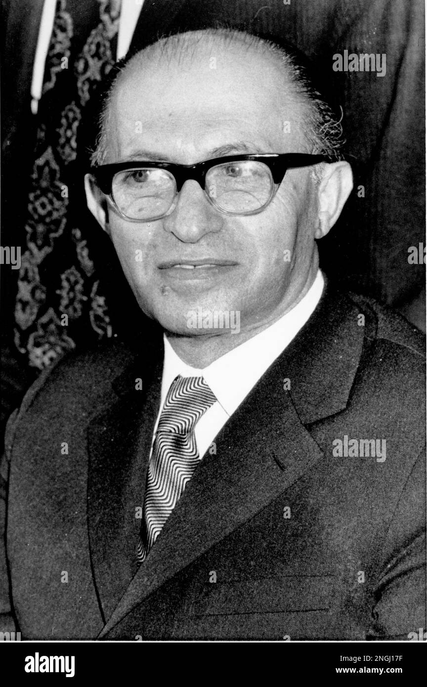Menachem Begin, former Jewish underground leader, is seen at his news ...