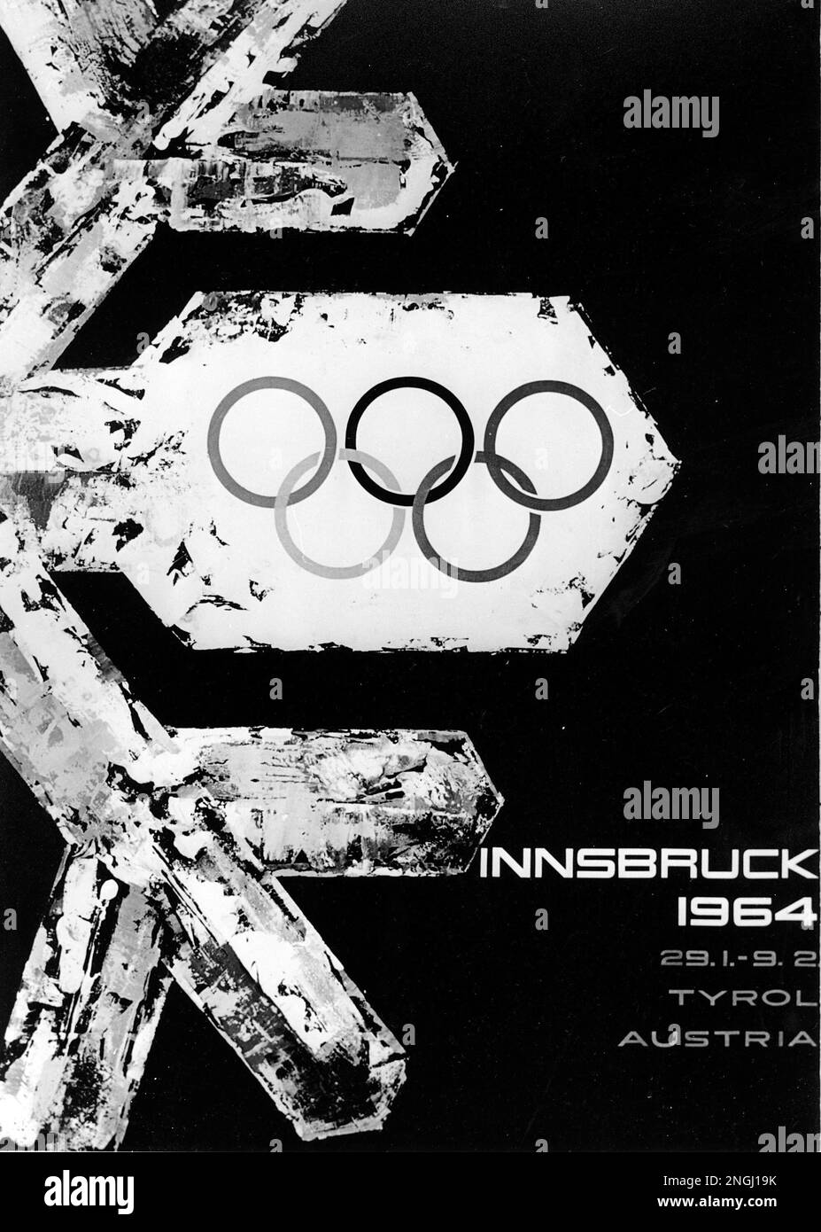 This is a photograph of the official poster for the 1964 Winter Olympic ...