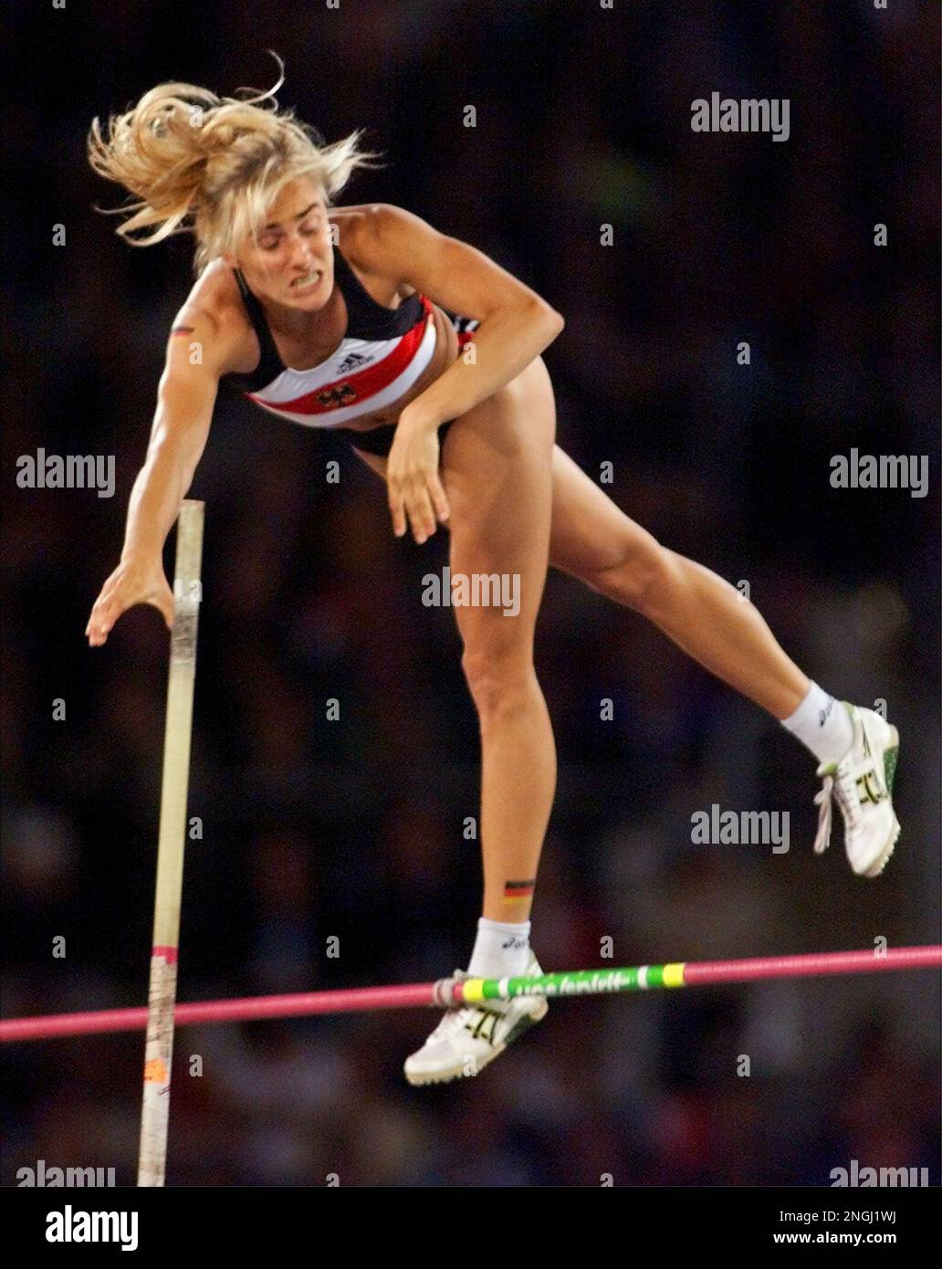 Germany's Nicole Humbert competes in the pole vault at the Summer ...