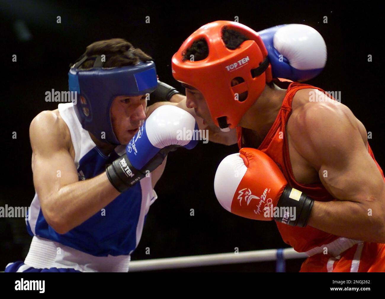Germany's Adnan Catic, left, battles Australia's Richard Rowles during ...