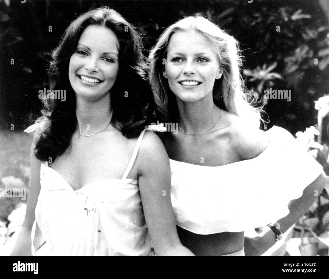 Co-stars Jaclyn Smith, left, and Cheryl Ladd pose together in character ...