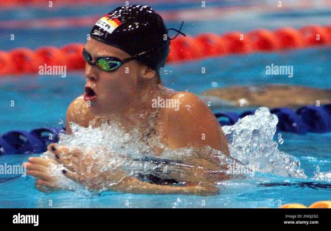 German swimmer Anne Poleska competes in a heat of the women's 200m ...