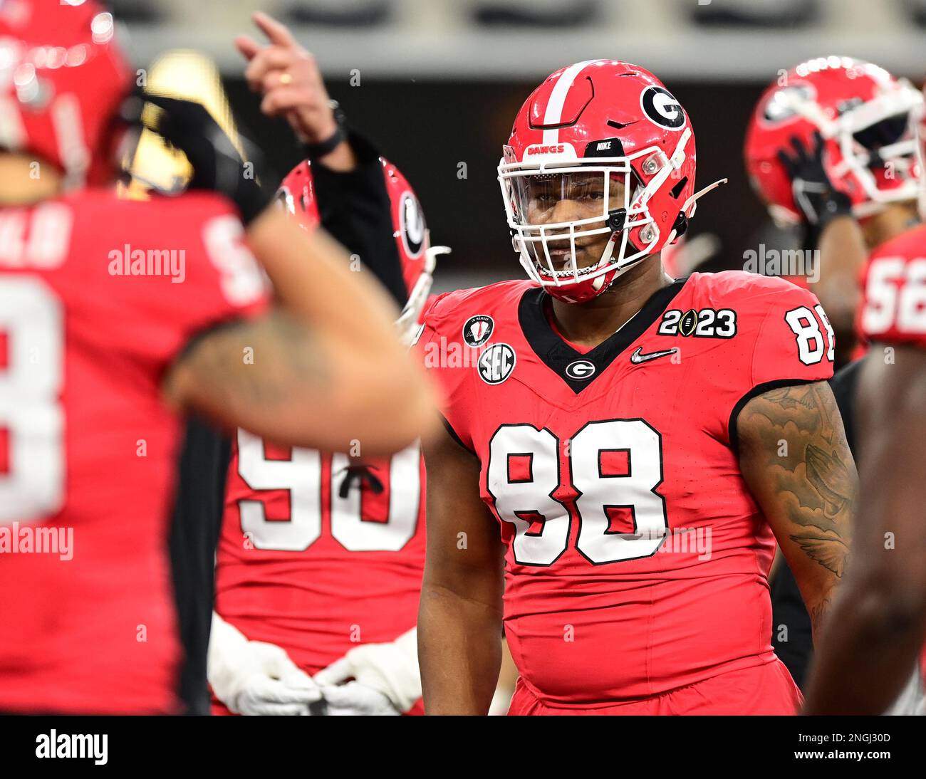 (FILE PHOTOS).former Georgia Bulldogs defensive tackle (88) Jalen Carter is projected to go in ...