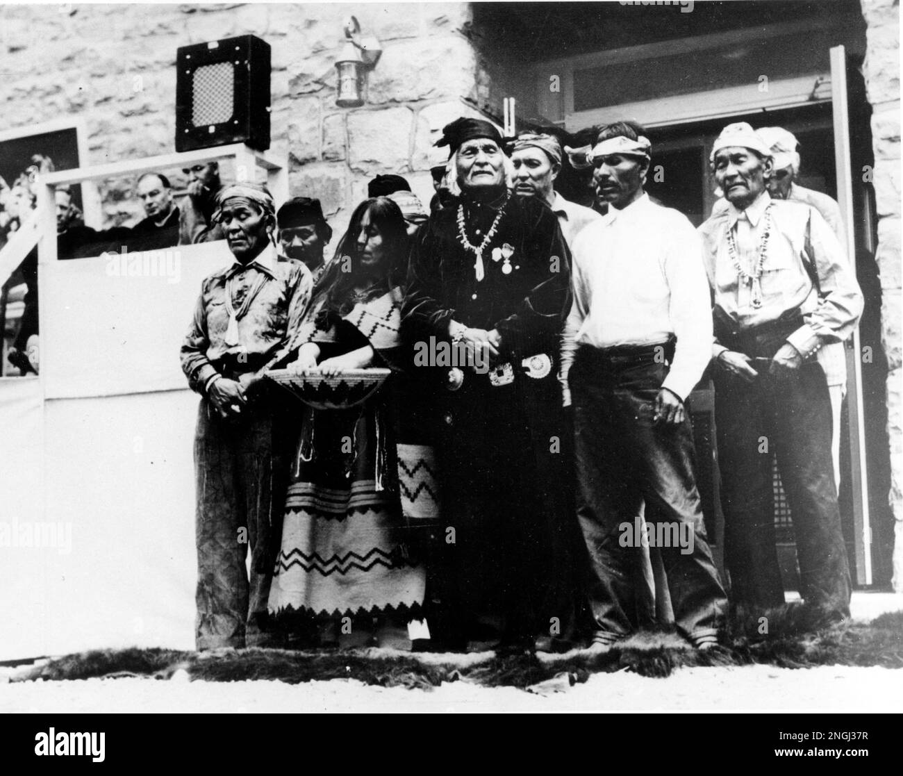 This is a 1938 photo of Navajo medicine men at a dedication of a new ...