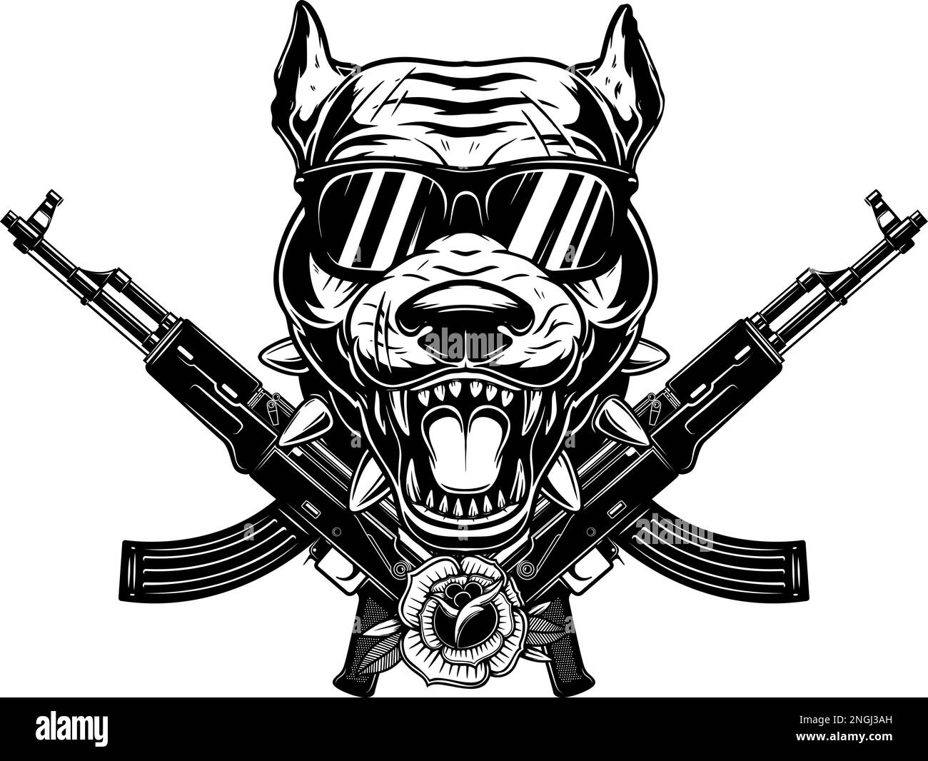 Silhouette dog gun Black and White Stock Photos & Images - Alamy