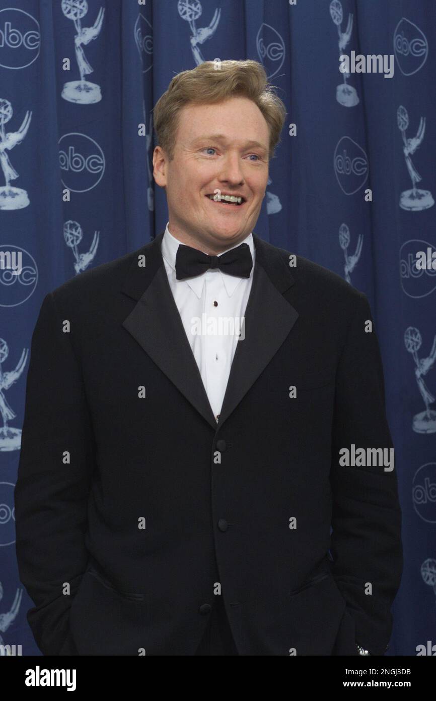 Conan O' Brien poses backstage at the 52nd Annual Primetime Emmy Awards ...