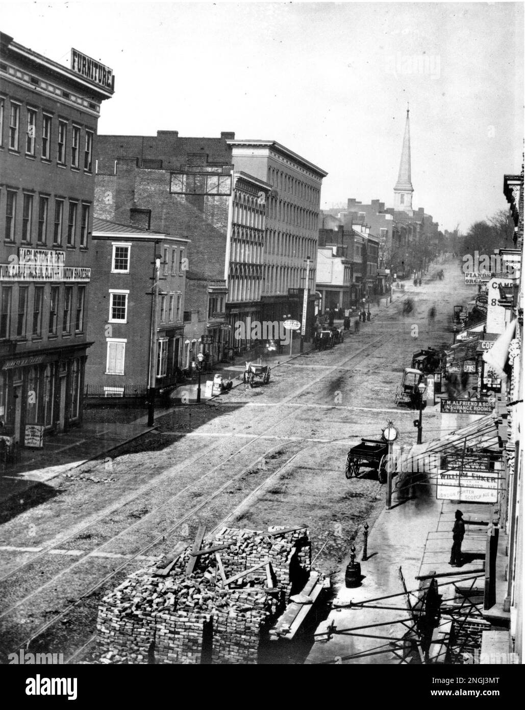 This photo shows Main Street in Richmond, Va. in 1865. The city is ...