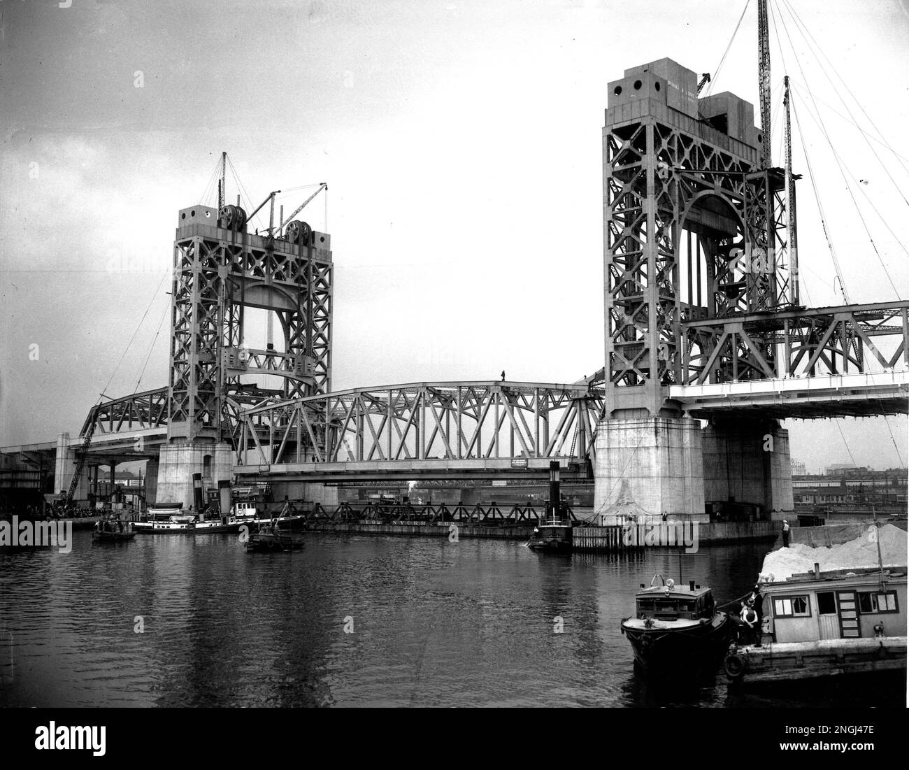 This is a photo of the lift part of the Triborough Bridge while it is ...