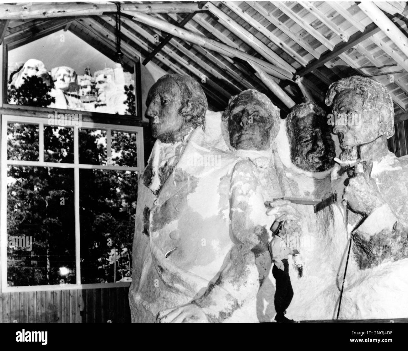 This is an April, 1944 photo of sculptor Lincoln Borglum in his studio ...