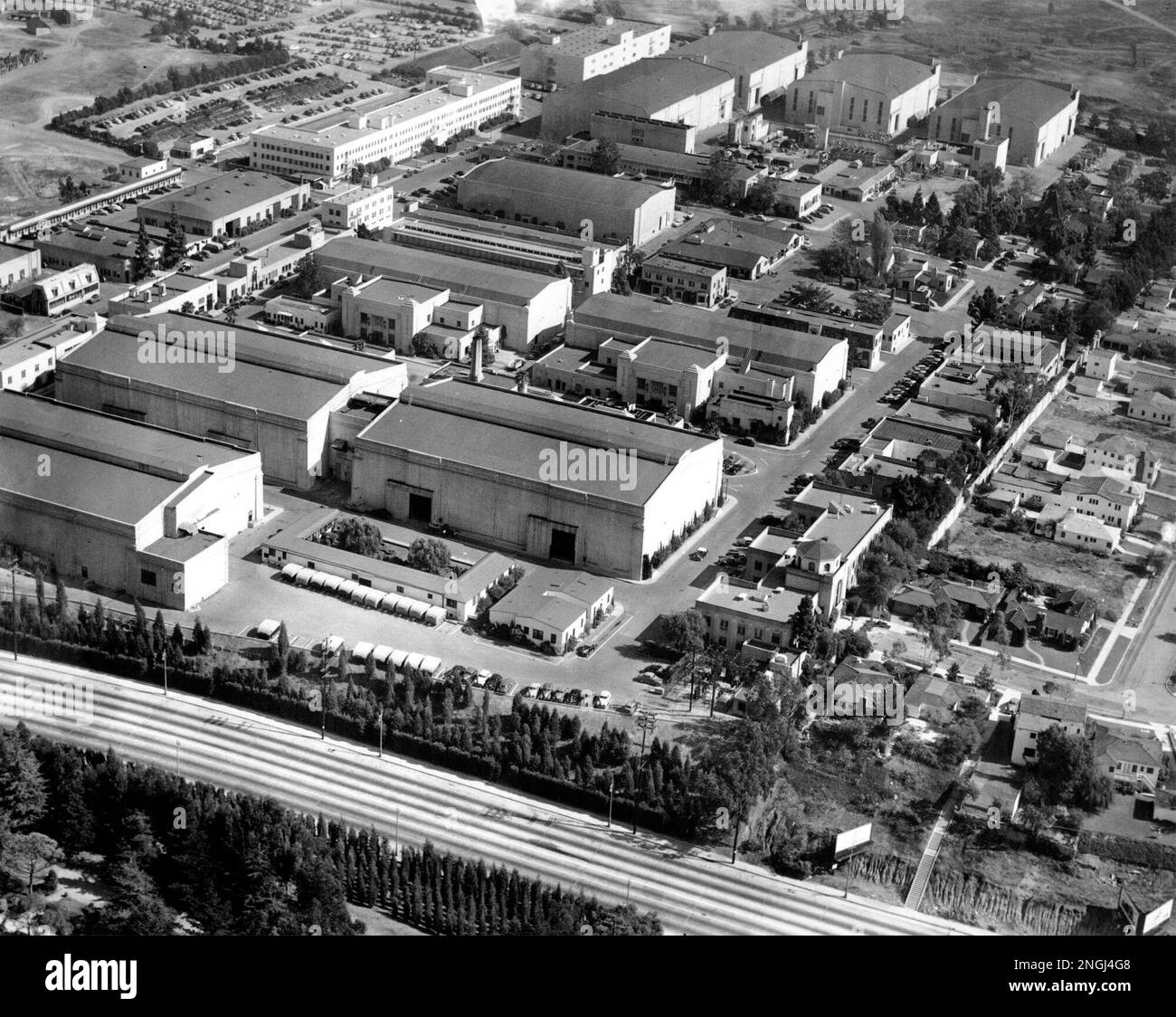 This is an aerial photo of the 20th Century Fox studios in Hollywood ...