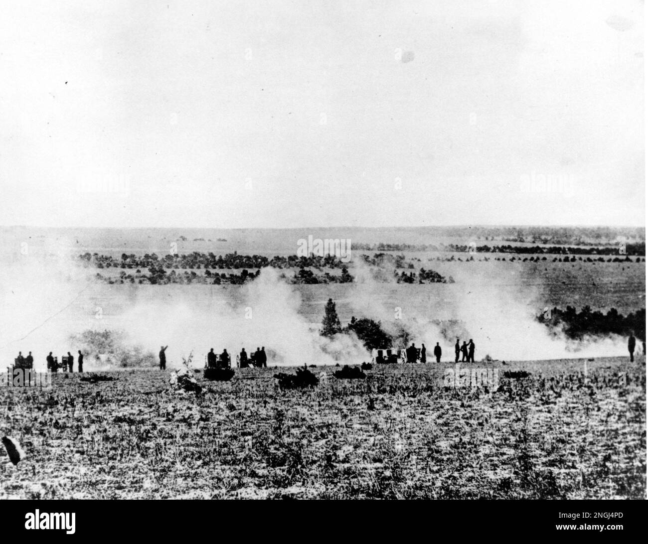 The French Field Artillery shell the German lines near the Argonne ...