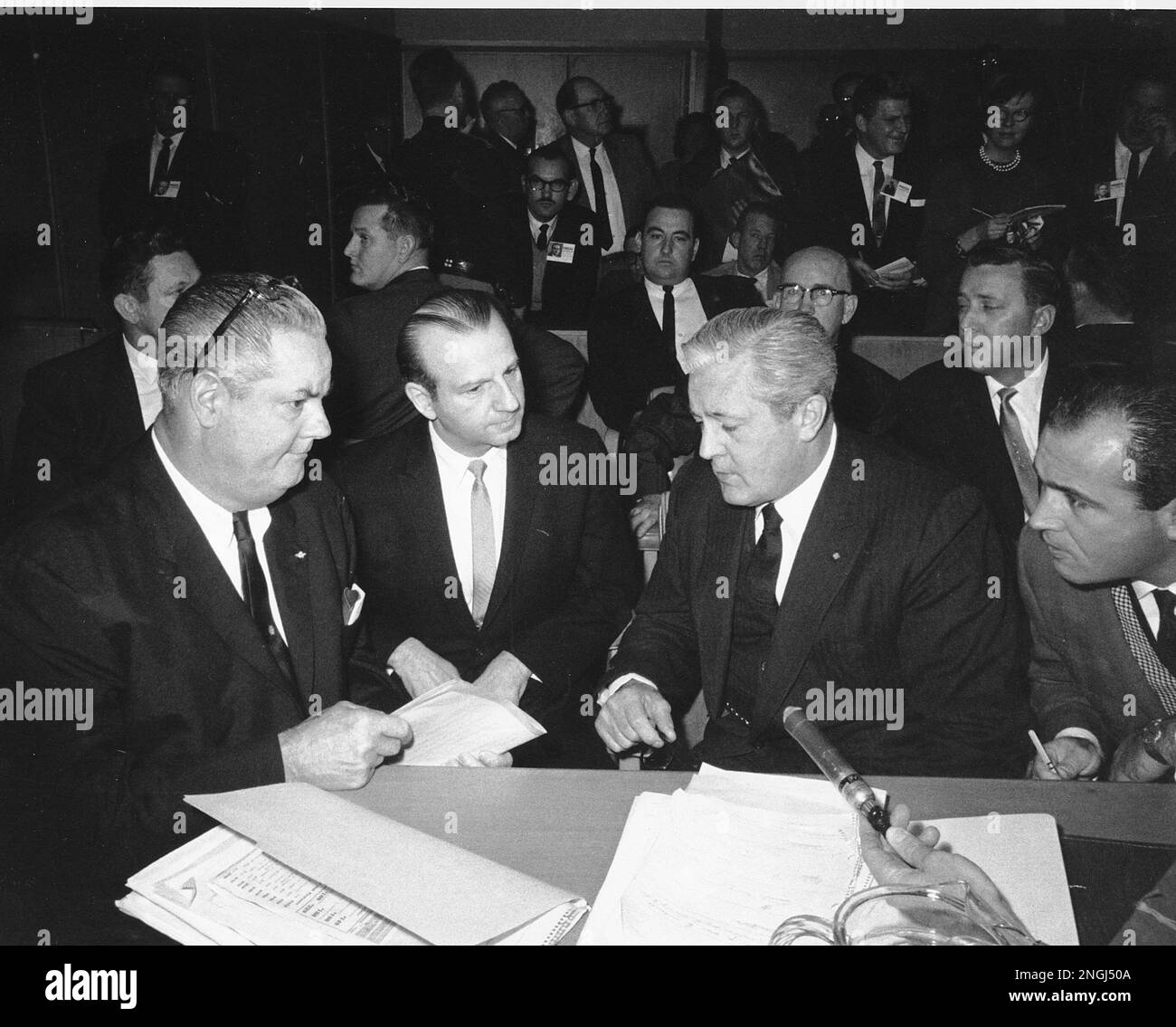 Jack Ruby, center, confers with his attorneys Joe Tonahill, left, of ...