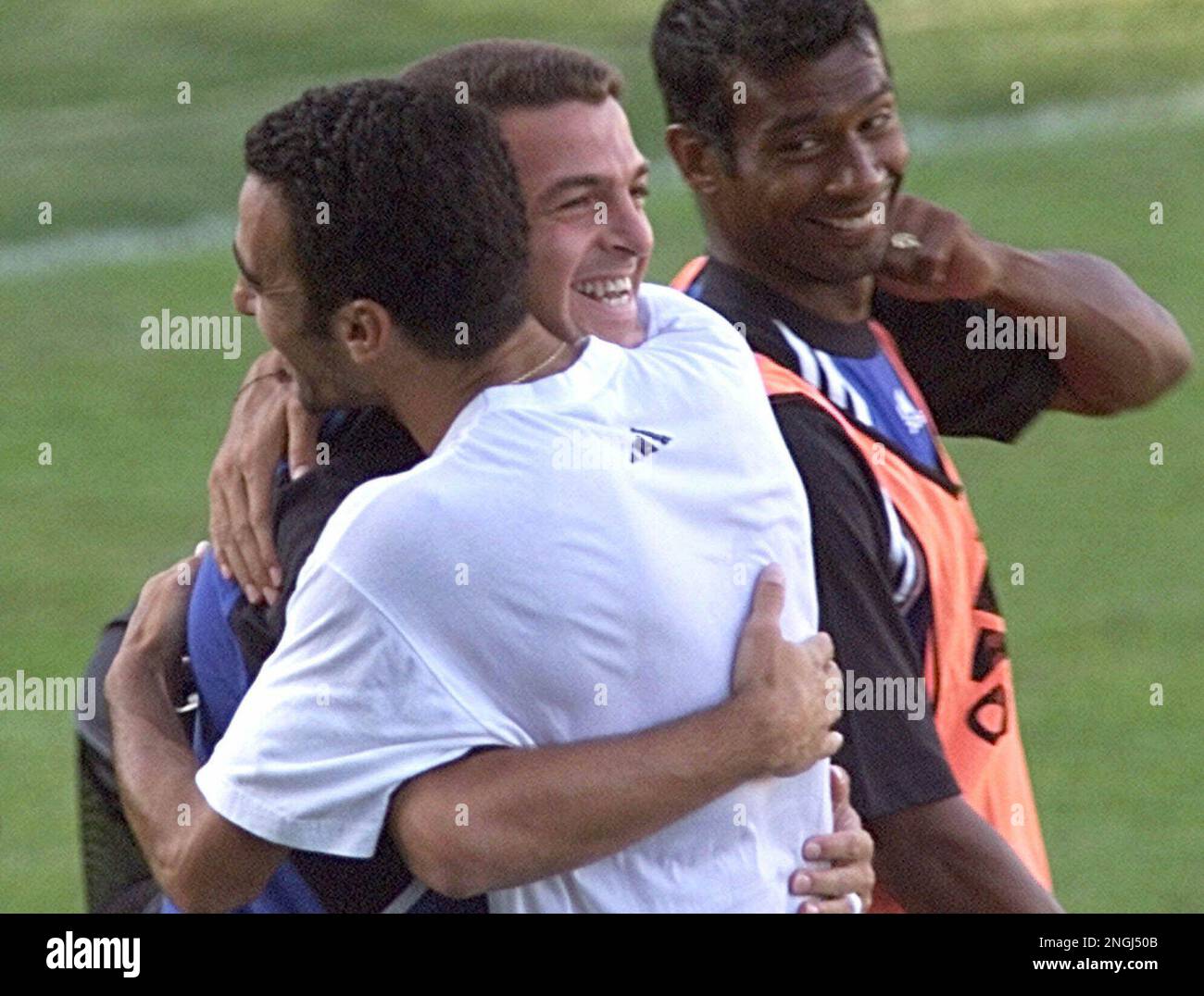Netherland soccer player Aron Winter, right, of the FIFA World Stars ...