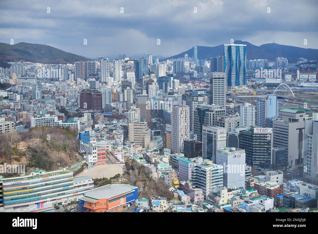 Cityscape of Busan Metropolitan City in South Korea, view from Diamond ...
