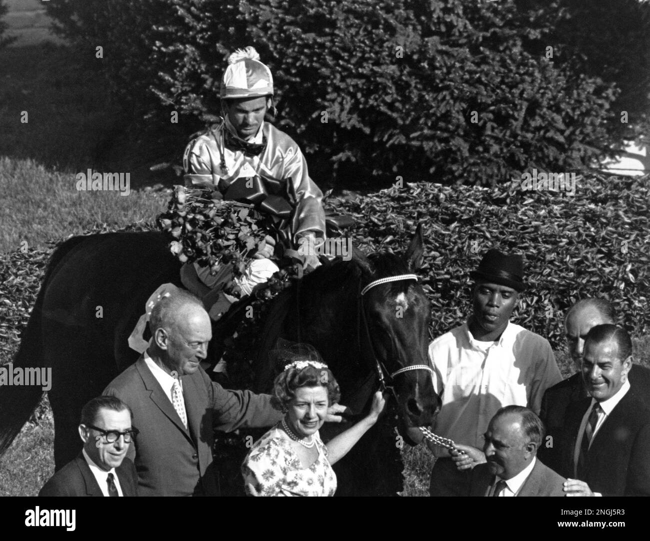 Lucky Debonair and jockey Bill Shoemaker are seen in the winner's ...