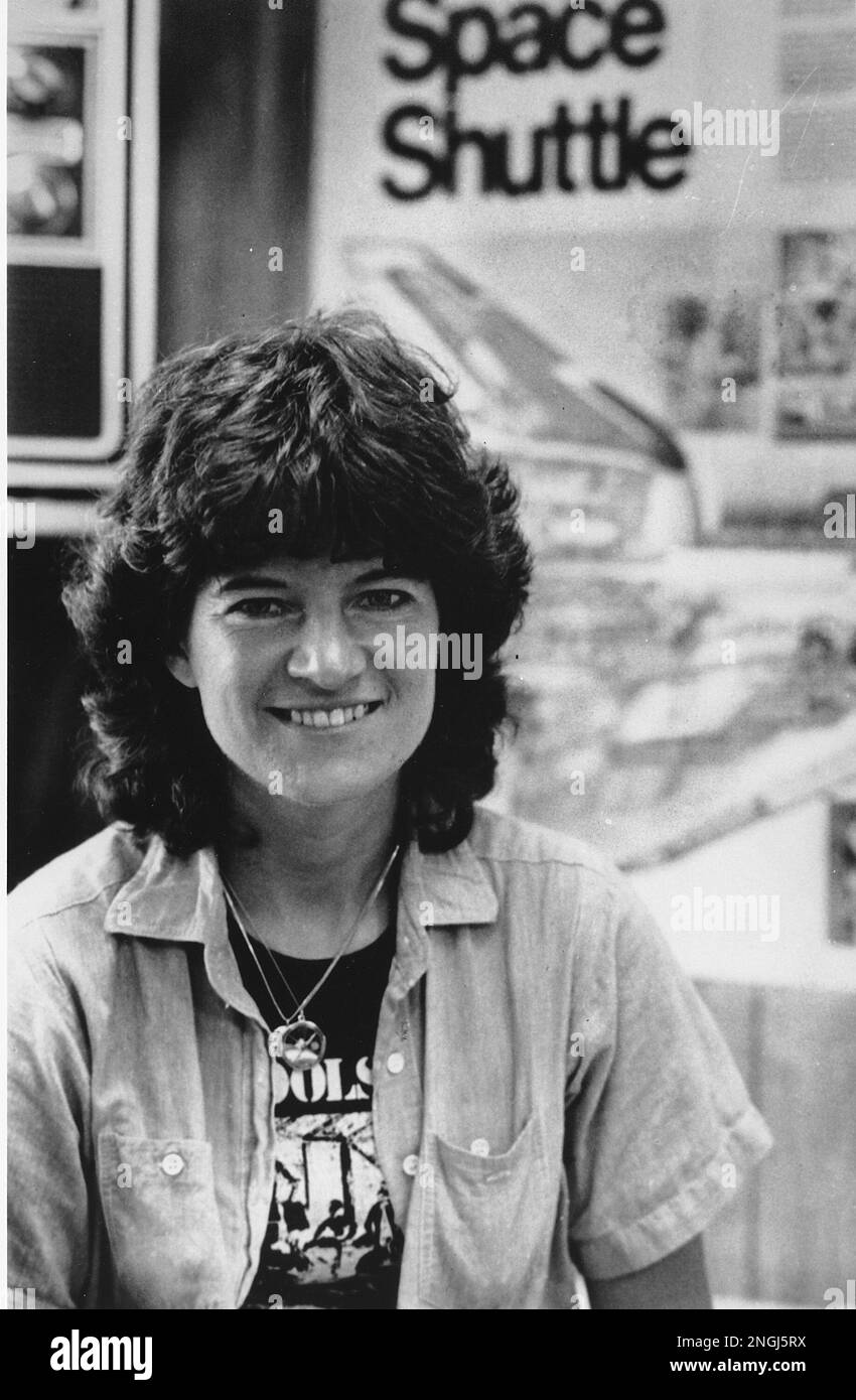 Astronaut Sally Ride poses at Kennedy Space Center in Fla., on Aug. 29 ...