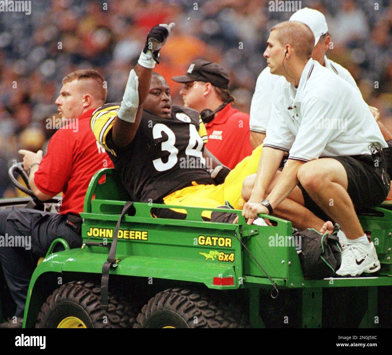 Pittsburgh Steelers runningback Destry Wright (34) gives the thumbs up ...