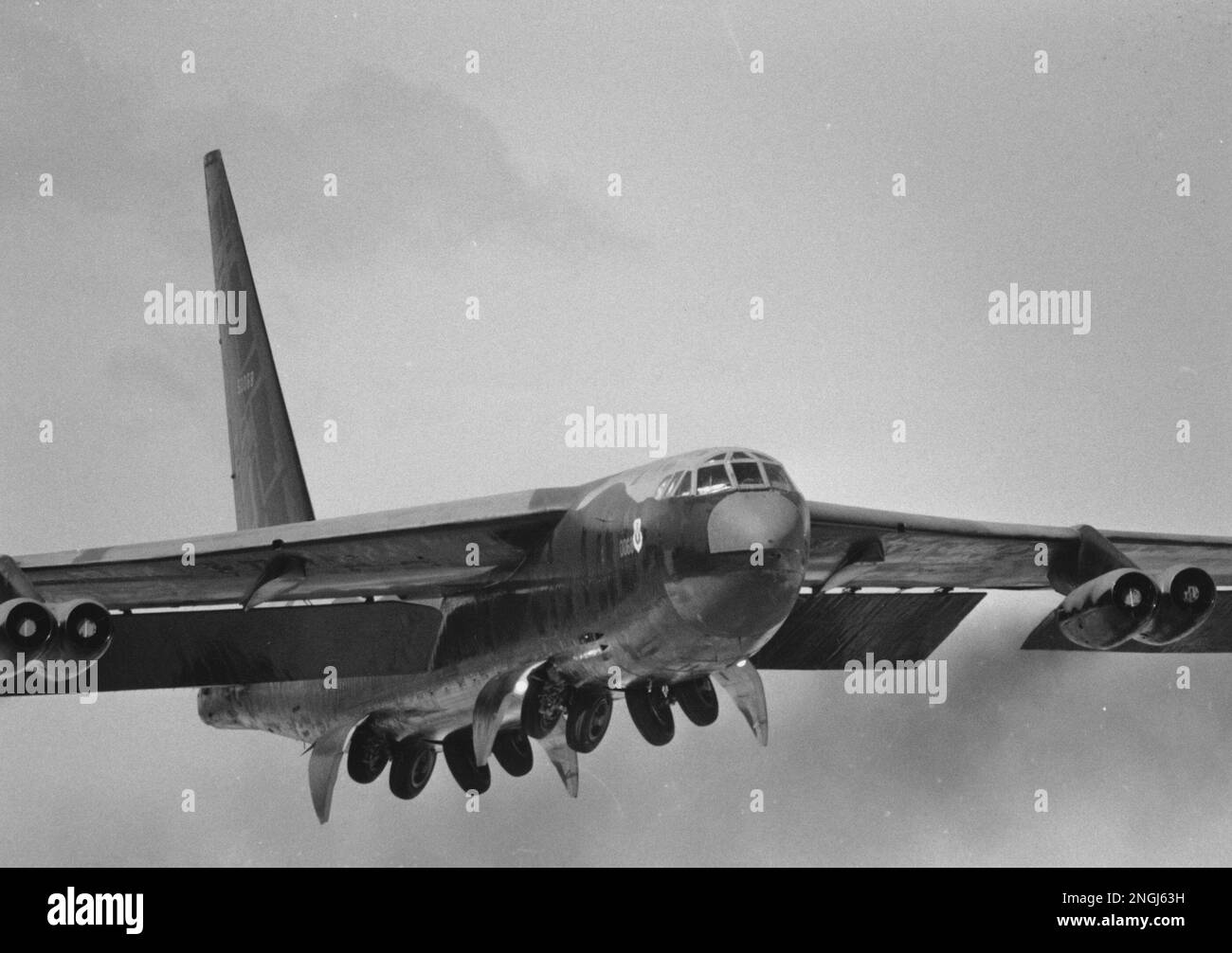 The U.S. B-52D strategic bomber is seen moments after lift-off at ...