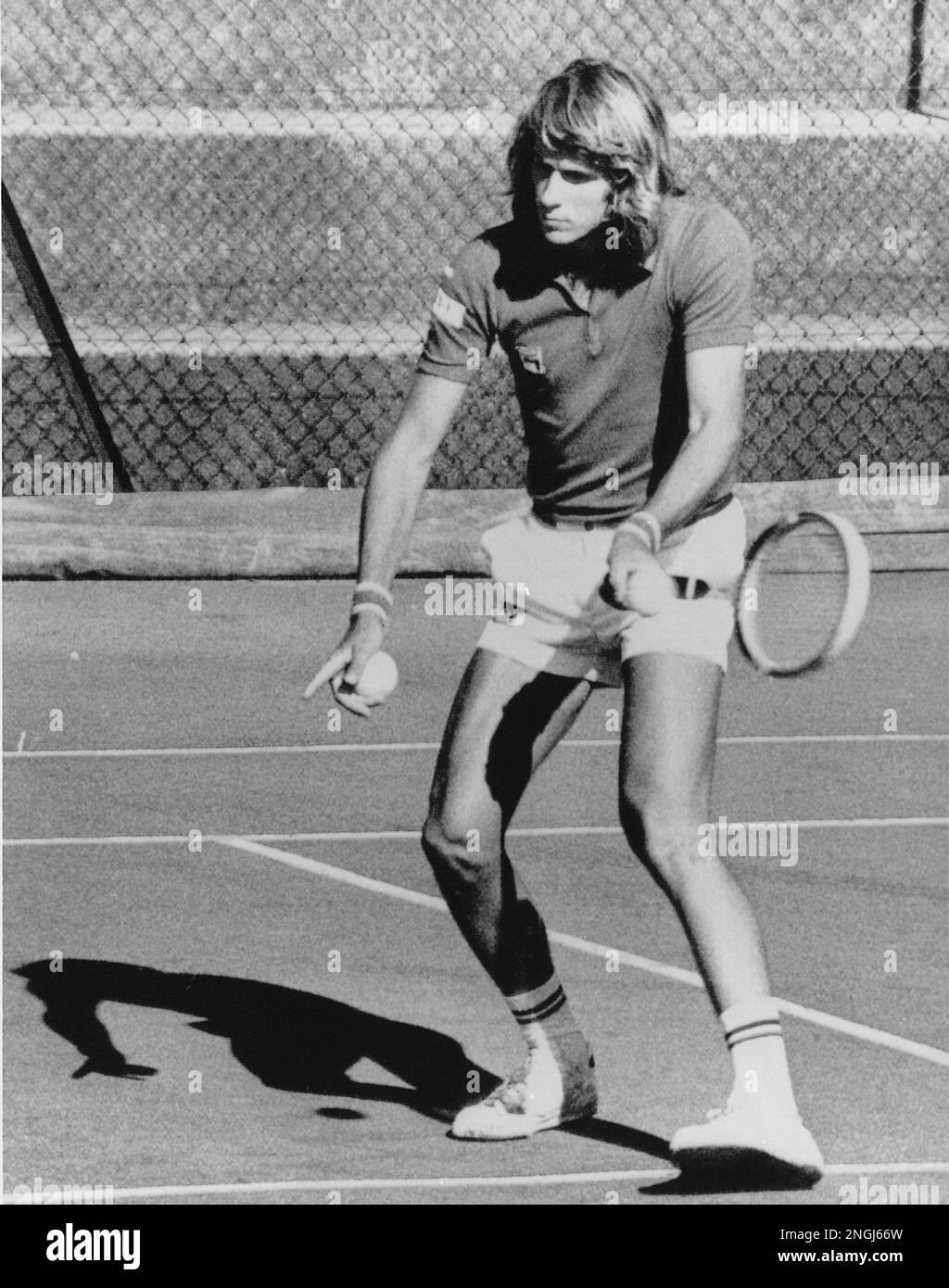 Swedish tennis player Bjorn Borg is shown in action during the French ...