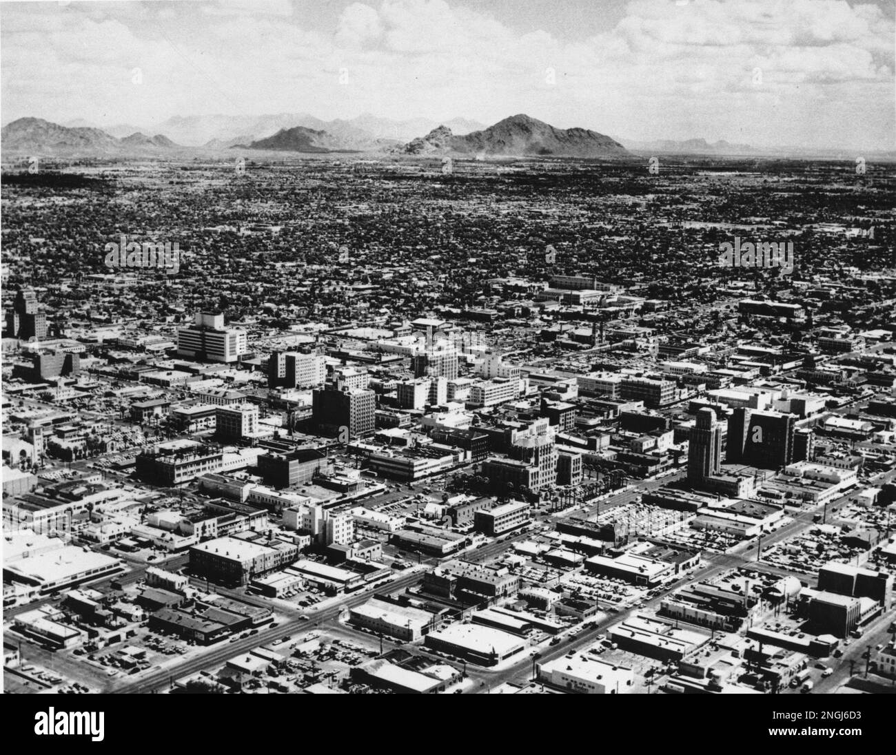 This is an aerial photo of downtown Phoenix taken in April 1959. The ...