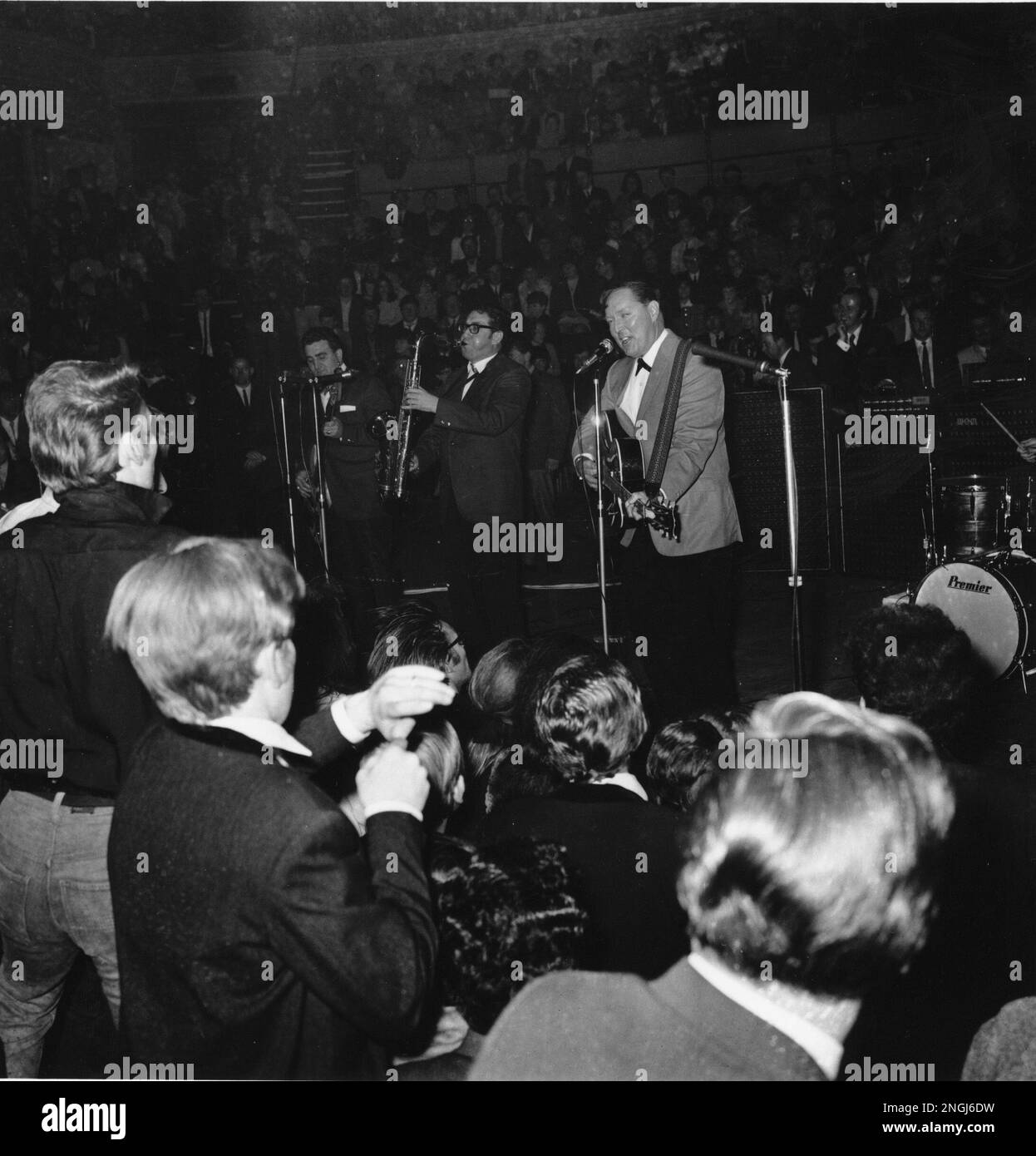 American rock-and-roll entertainer Bill Haley is seen performing with ...