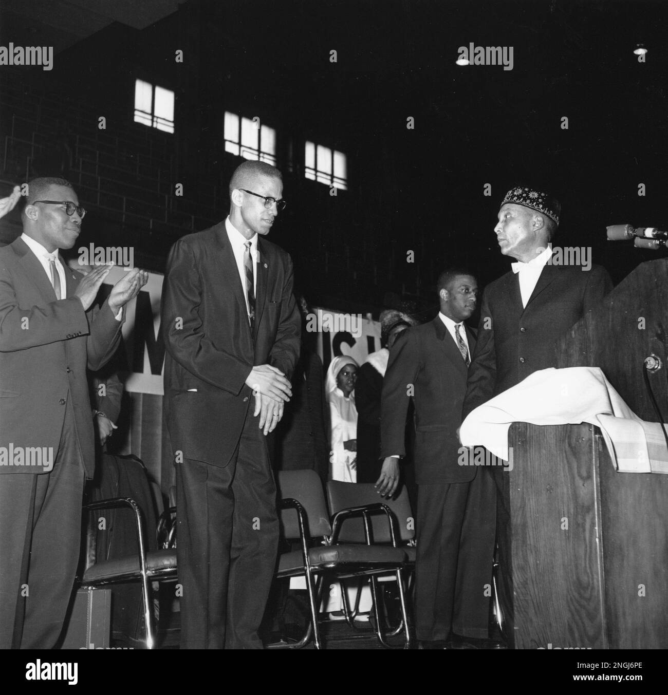 Elijah Muhammad, founder and head of the Nation of Islam, is shown at a ...