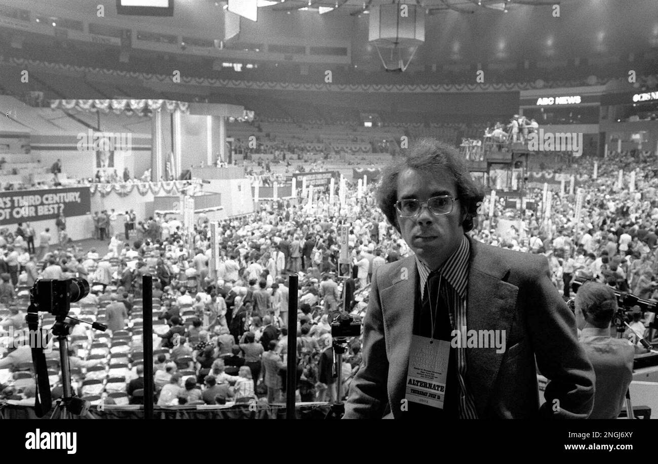 Fritz Efaw is shown on the Podium July 15,1976 shortly before he spoke ...