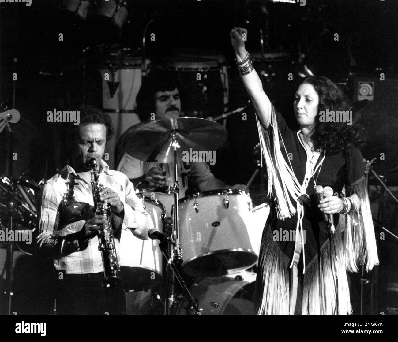 Flora Purim, Brazilian singer, performing at the Newport Jazz Festival ...