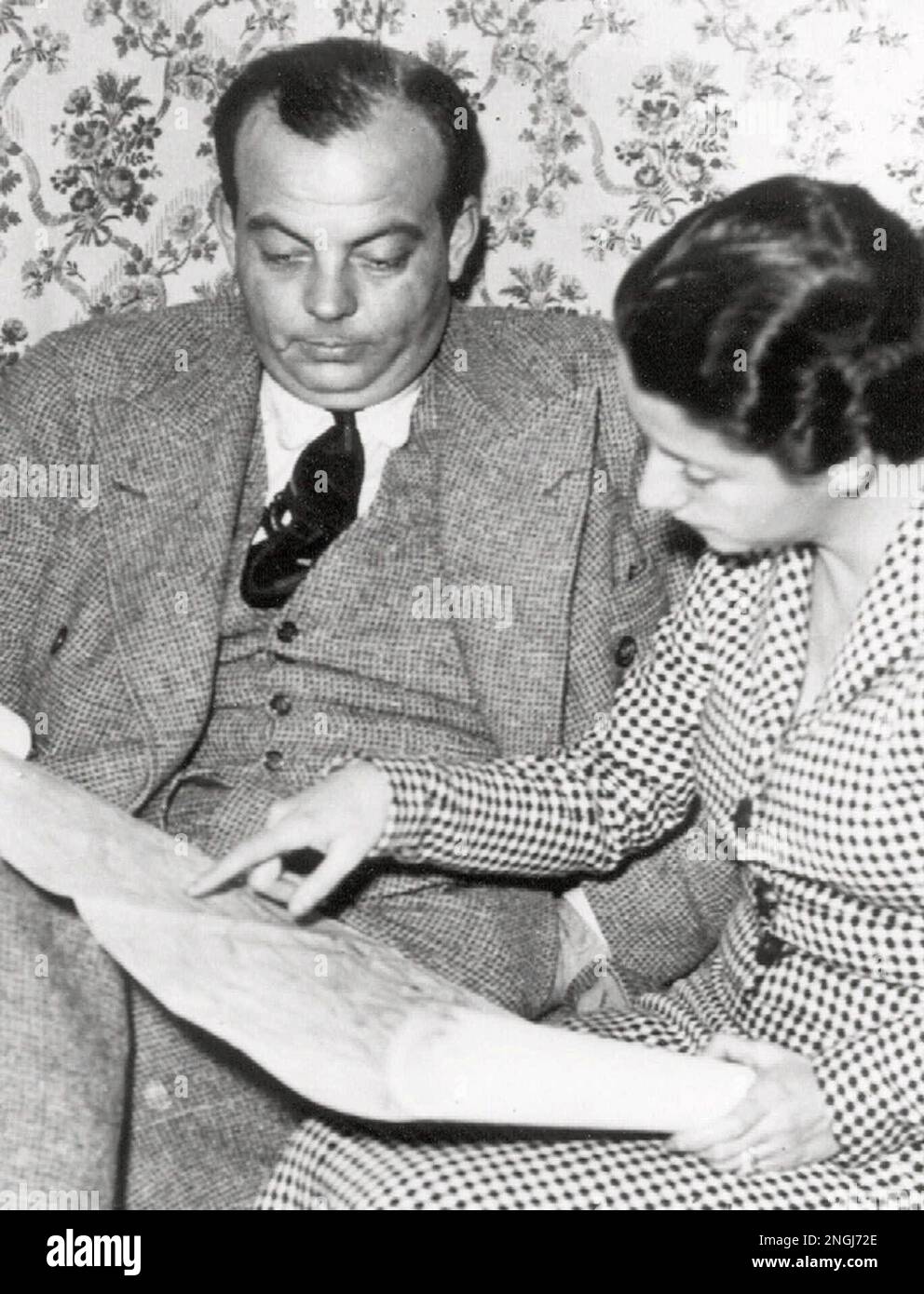 Photo dated 1936 of French novelist Antoine de Saint-Exupery with his ...