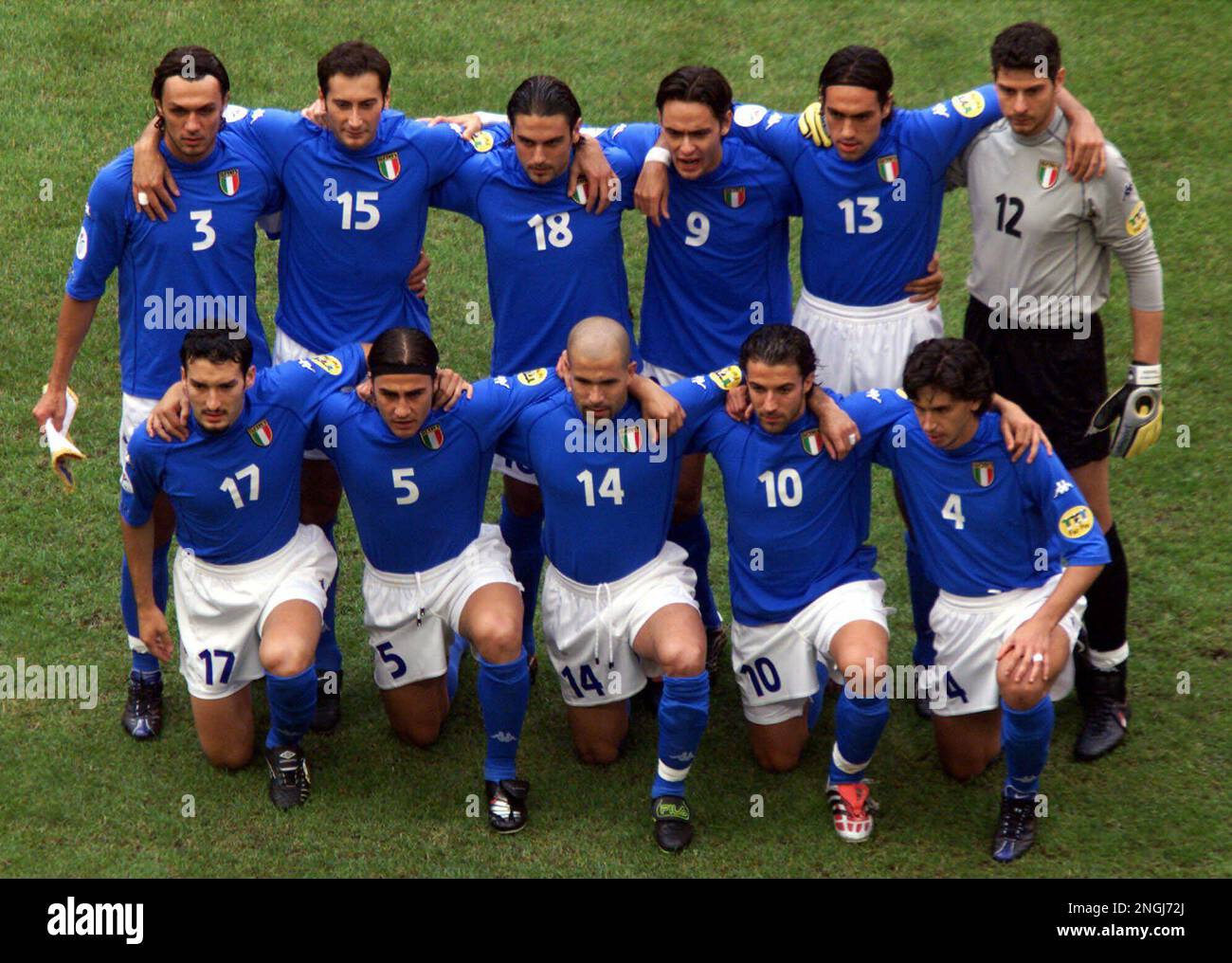 Italian players front row from left: Gianluka Zambota, Fabio Cannavaro ...