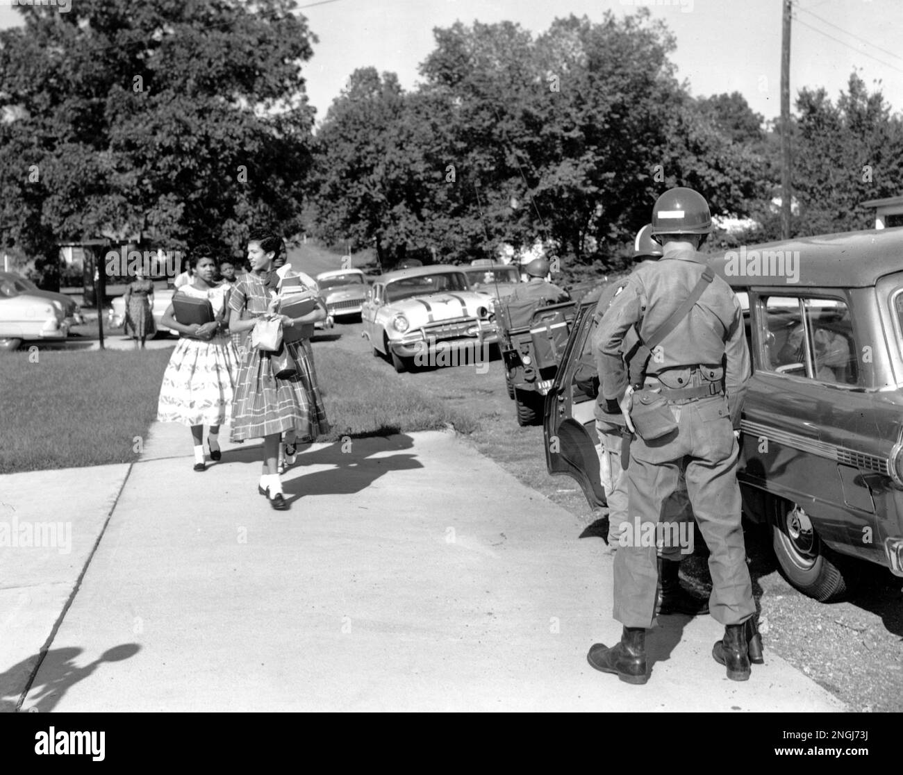 Black students leave the home of Mrs. L.C. Bates, president of the ...