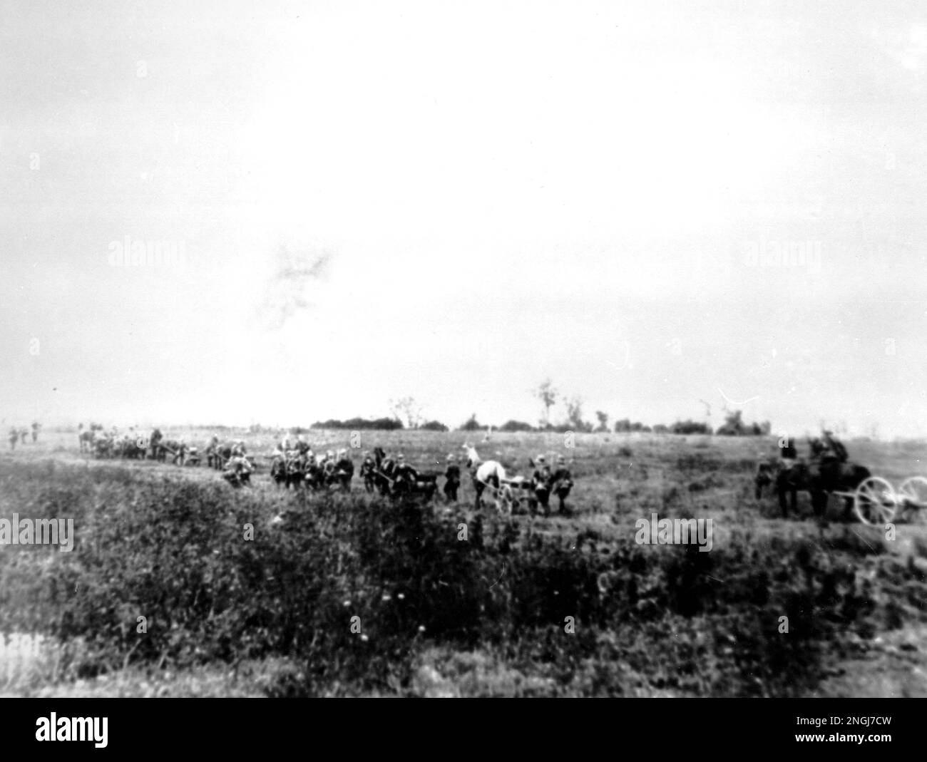 German Troops take their positions while hostile troops fire at them in ...