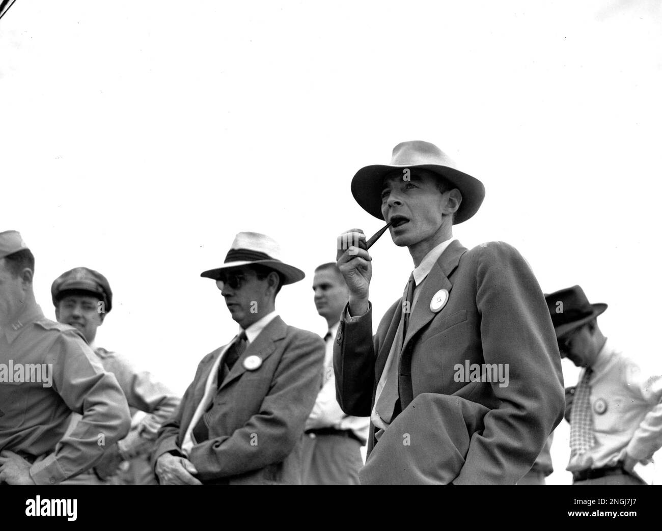 On the test ground for the atomic bomb near Almagordo, N.M., Dr. J ...