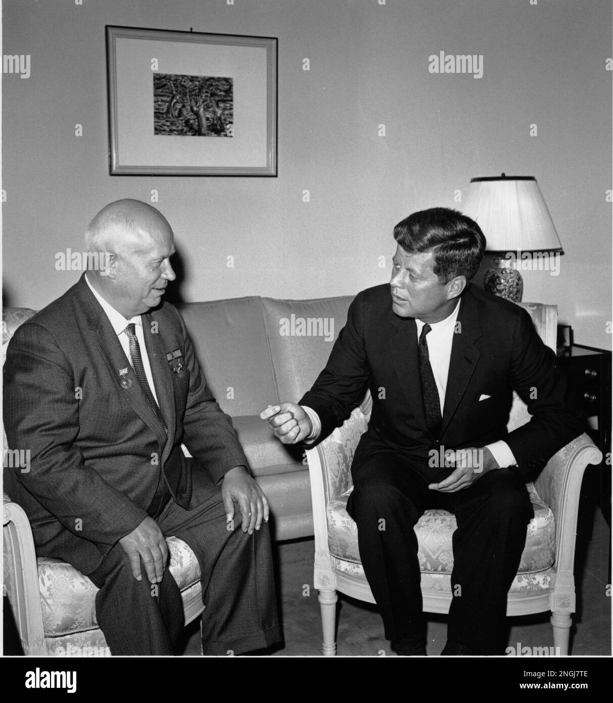 Soviet Premier Nikita Khrushchev, left, and U.S. President John F ...