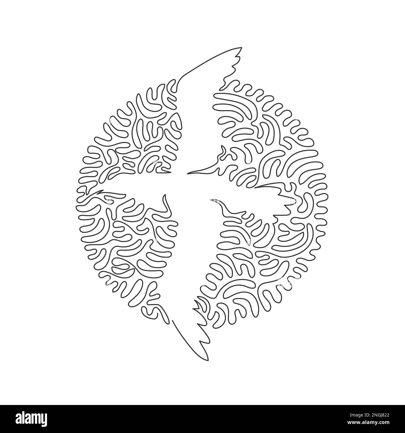Single curly one line drawing of cute albatros abstract art. Continuous ...