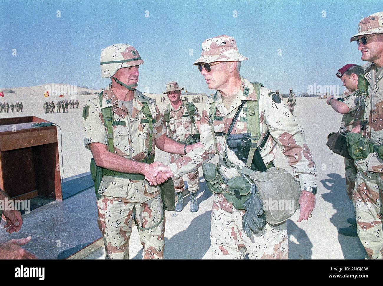 Maj. Gen. Barry R. McCaffrey, right, commander of the 24th Mechanized ...
