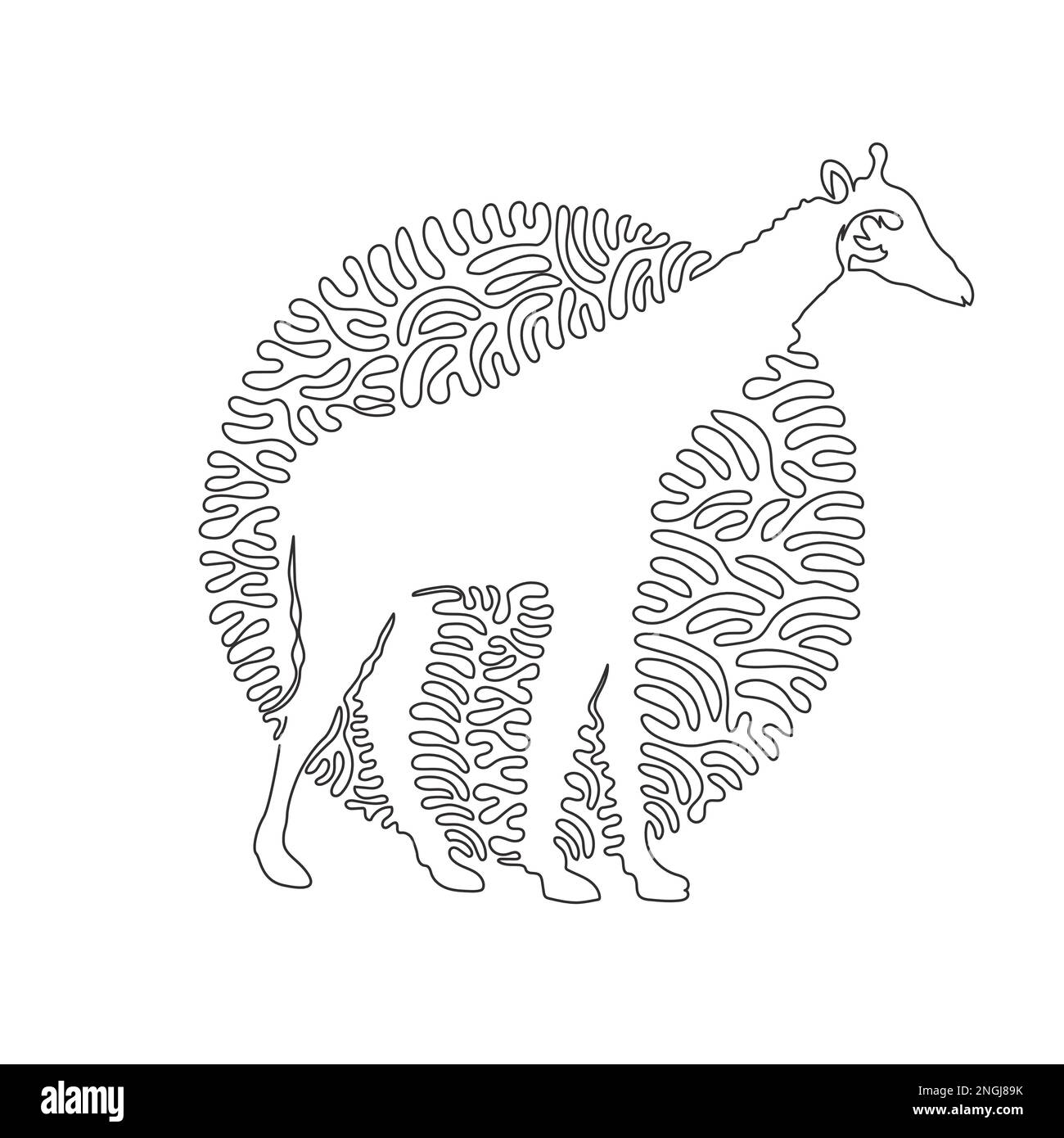 Continuous Curve One Line Drawing Of Standing Giraffe Abstract Art Single Line Editable Stroke