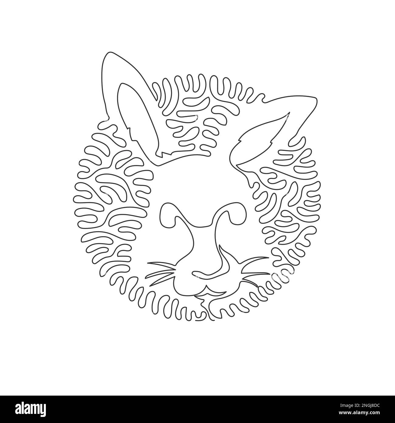 Single Swirl Continuous Line Drawing Abstract Art Rabbits Have Long Ears Continuous Line