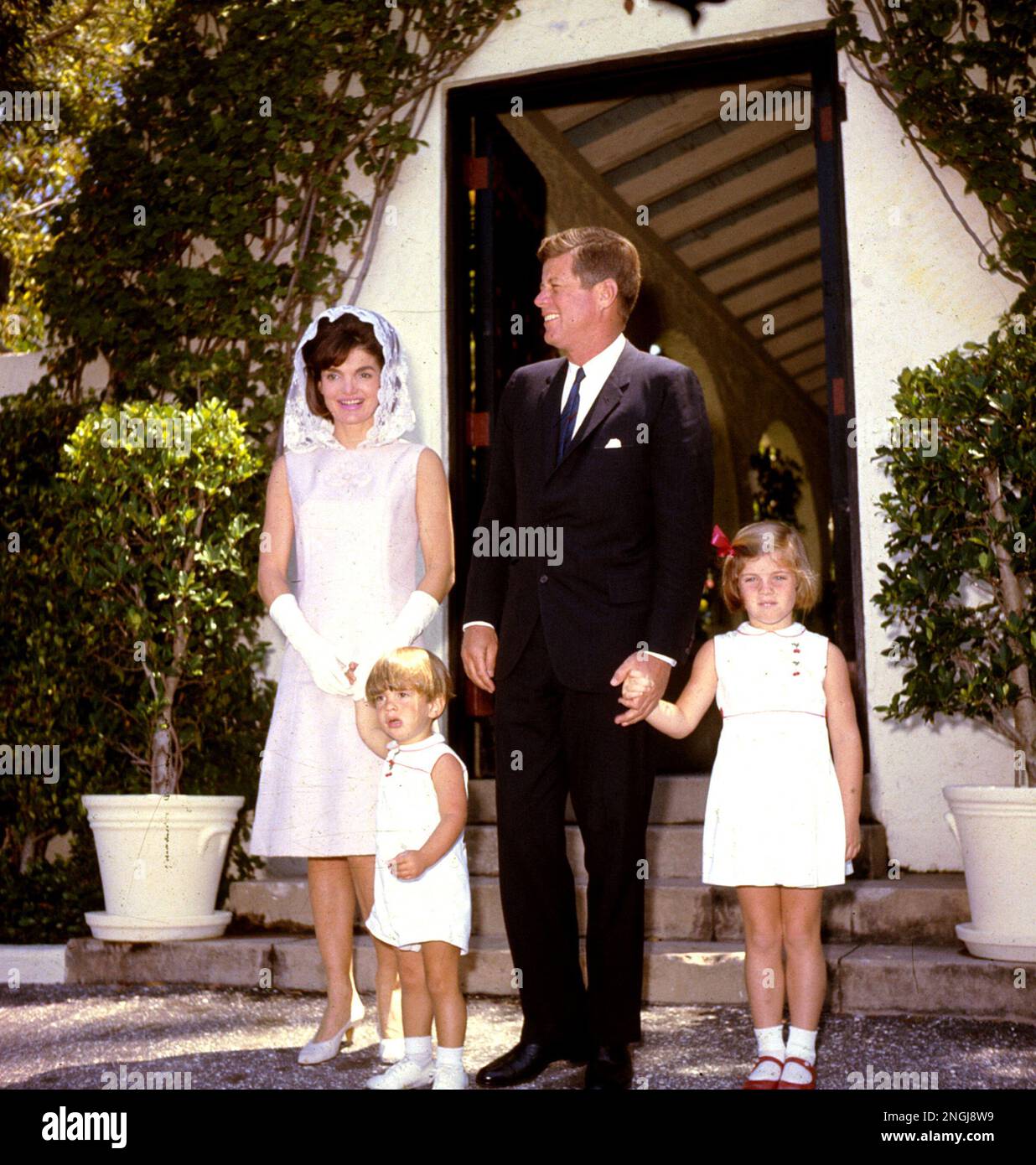 President John F. Kennedy and family pose outside the Palm Beach, Fla ...