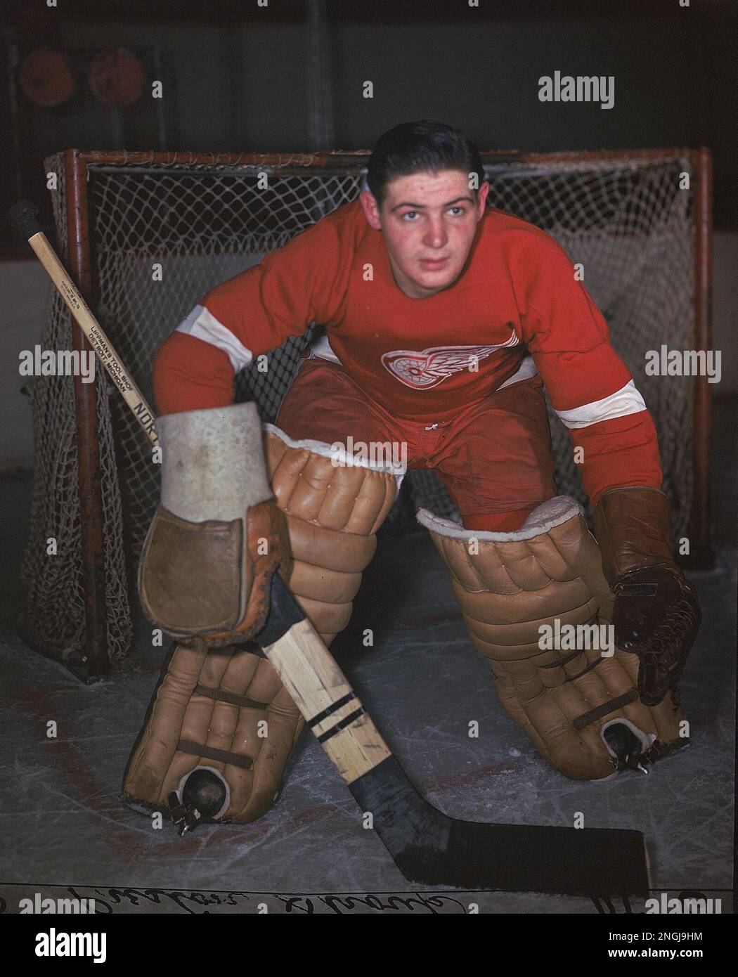 This is a November 1950 photo of Detroit Red Wings goalie Terry Sawchuk ...