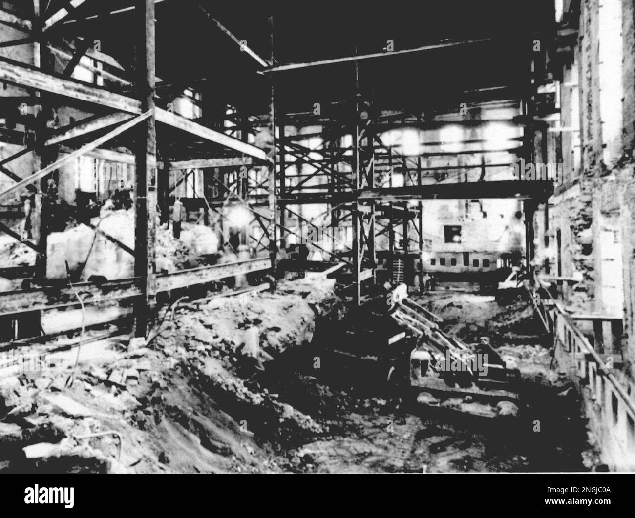 This 1950 photo shows the gutted interior of the White House. There was ...